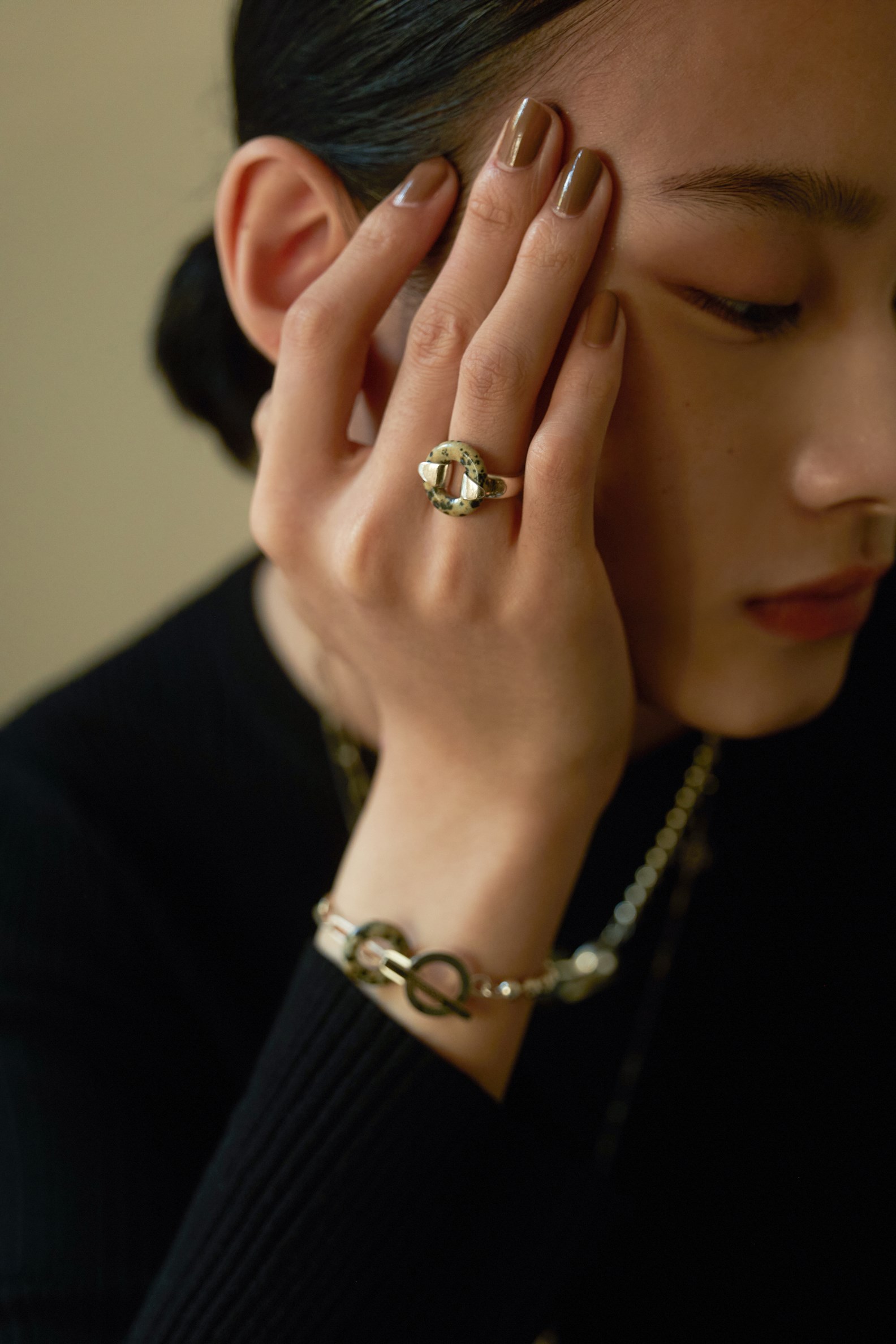 斑點石環戒-925純銀 ｜ mouggan | 我們都有點不同