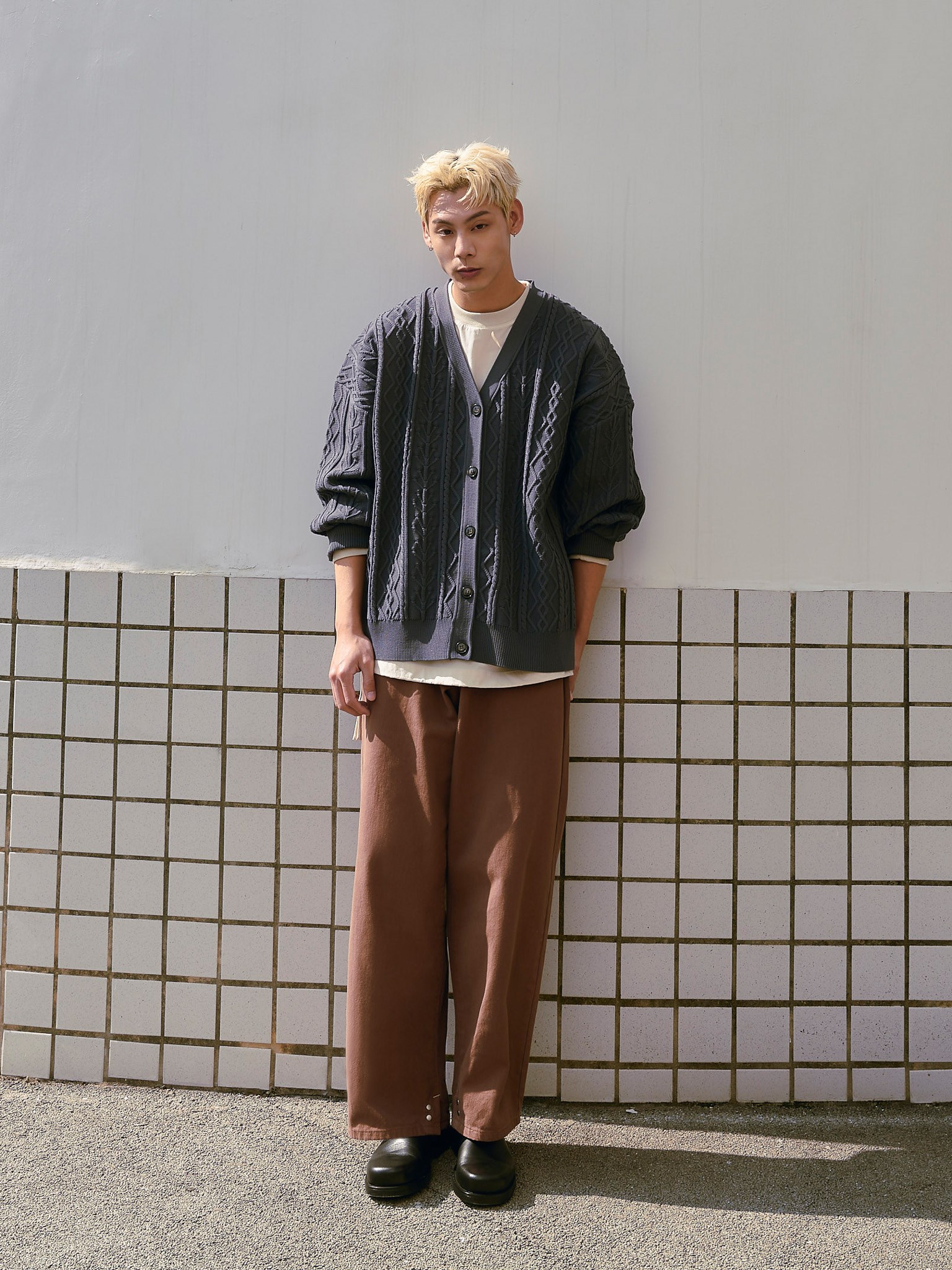 拼接麻花針織外套 ｜ mouggan | 我們都有點不同